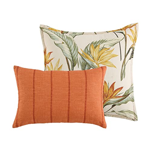 Tommy Bahama - Queen Comforter Set, Reversible Cotton Bedding with Matching Shams & Bonus Throw Pillows, All Season Home Decor (Birds of Paradise Off-White, Queen)