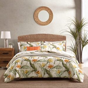 tommy bahama - queen comforter set, reversible cotton bedding with matching shams & bonus throw pillows, all season home decor (birds of paradise off-white, queen)