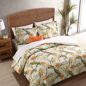 Tommy Bahama - Queen Comforter Set, Reversible Cotton Bedding with Matching Shams & Bonus Throw Pillows, All Season Home Decor (Birds of Paradise Off-White, Queen)