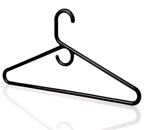 Plastic Hangers HD Heavy Duty, 16 Pcs. Black Color, Made in USA, 3/8” Thickness, Durable, Tubular, for Clothes, Coat, Pants, Shirts, Dress and More, TINEFF, Free and Quick delivery from USA