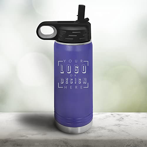 Sofia's Findings Personalized 20 oz | 30 oz | 40 oz Water Bottle with Straw | Custom Stainless Steel Sports Water Bottle - Double Wall & Vacuum Insulated