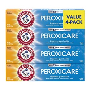 arm & hammer peroxicare toothpaste, clean mint flavor, improves gum health, 6.0oz (4-pack)