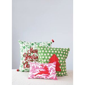 Creative Co-Op Square "Have Yourself a Merry Little Christmas" Embroidered Pillow