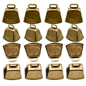 pinenjoy 17pcs 1.57inch small brass bell copper grazing bells farm animal loud bronze bell long distancec cow horse goat dog cattle sheep anti-theft collar metal accessories