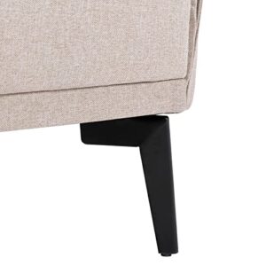 COSVALVE Beige 3 Seater Sofa Couch, Modern Fabric Upholstered Sofa with Two Cushions, 74 inch Sofa Furniture for Living Room Office Bedroom Apartment, Metal Leg Three People Seat