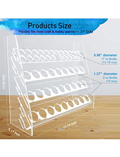 Paint Organizer for 51 Bottles Acrylic Paint, Craft Paint Storage Stand Pigment Organizer Holder Ink Bottle Stands, 2 oz Paint Rack Display Storage Oranizer