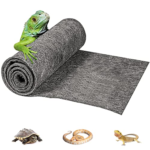 RUNANIA 48" x 18" Reptile Carpet, Grey - Terrarium Liner Bedding Reptile Substrate Sand Mat for Cage Lizard Bearded Dragon Gecko Snake Tortoise