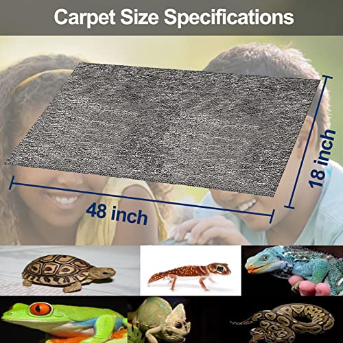 RUNANIA 48" x 18" Reptile Carpet, Grey - Terrarium Liner Bedding Reptile Substrate Sand Mat for Cage Lizard Bearded Dragon Gecko Snake Tortoise