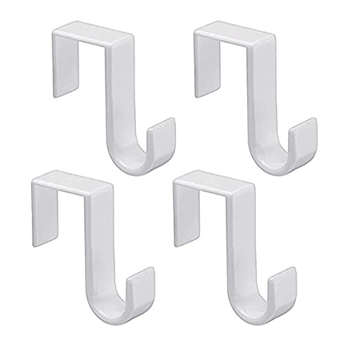 1st Choice Over The Door Hooks 4 Pack, Z-Shaped Door Hanger Hook Reversible Sturdy Over Door Hooks Fits The 1 3/8” and 1 3/4” Door Widths, Plastic Door Hook Hanger for Hanging Clothes, Towels,White