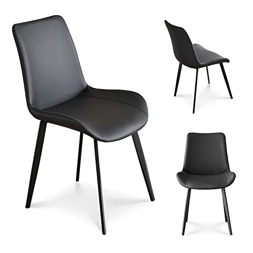 Ironalita Dining Chairs, Modern Chairs Set of 6 Black Chairs, Faux Leather Chairs with Metal Leg, Comfortable Kitchen Chairs for Dining Room Living Room Kitchen Bedroom Cafe Bistro Restaurant