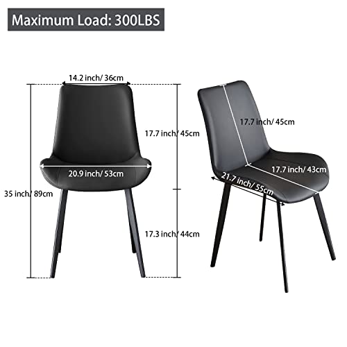 Ironalita Dining Chairs, Modern Chairs Set of 6 Black Chairs, Faux Leather Chairs with Metal Leg, Comfortable Kitchen Chairs for Dining Room Living Room Kitchen Bedroom Cafe Bistro Restaurant