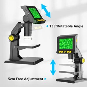 Zealtron Digital Microscope with 4.3'' LCD Screen 1000X, Electronic Microscope 1080P Video Camera with 8 LED Lights, Soldering Coins Microscope for Adults Kids