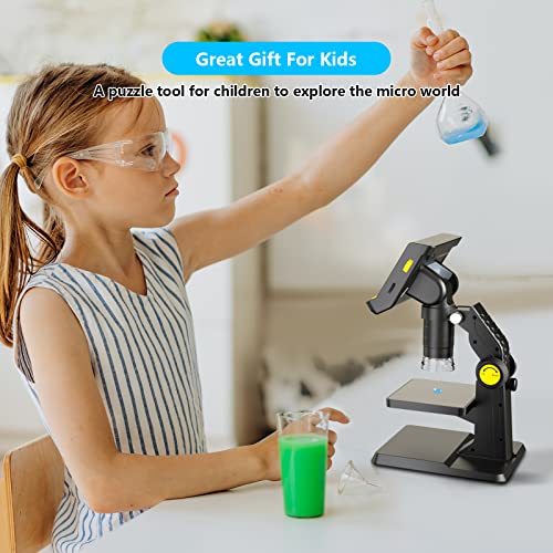 Zealtron Digital Microscope with 4.3'' LCD Screen 1000X, Electronic Microscope 1080P Video Camera with 8 LED Lights, Soldering Coins Microscope for Adults Kids