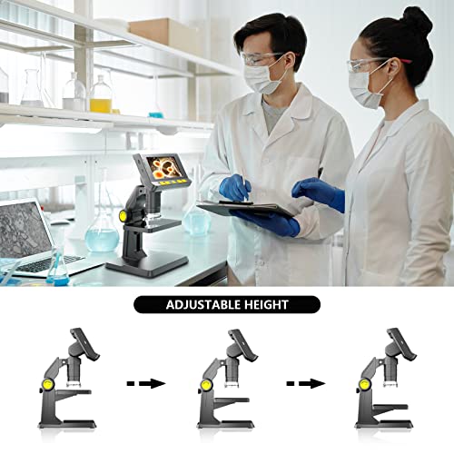 Zealtron Digital Microscope with 4.3'' LCD Screen 1000X, Electronic Microscope 1080P Video Camera with 8 LED Lights, Soldering Coins Microscope for Adults Kids