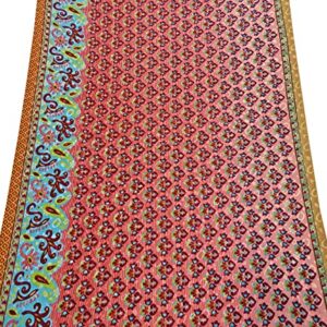 Peegli Women's Vintage Red Floral Saree Indian Crepe Silk Sari 5 Yards DIY Fabric