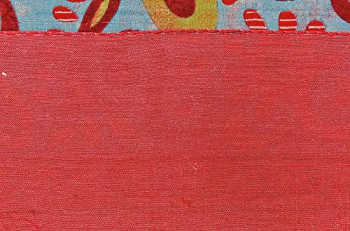 Peegli Women's Vintage Red Floral Saree Indian Crepe Silk Sari 5 Yards DIY Fabric