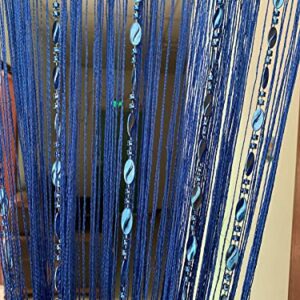 ZiDeTang Beaded Door Curtain Tassel Room Divider (39.30" x 78.50", Dark Blue)