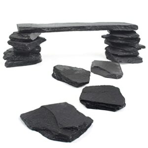 blue handcart natural slate stone rocks, mix of stones 2 to 3 inches and 1 piece about 8 inches - for aquariums and terrariums, aquascaping (3 pounds)