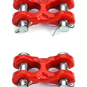 QWORK 3/8 Inches Twin Clevis Safety Chain Repair Links, 2 Pack Trailer Tie Down Links, Industrial Grade Heavy Duty Material - 6,600 LBS. Capacity