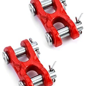 QWORK 3/8 Inches Twin Clevis Safety Chain Repair Links, 2 Pack Trailer Tie Down Links, Industrial Grade Heavy Duty Material - 6,600 LBS. Capacity