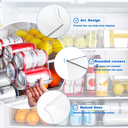 Soda Can Organizer Refrigerator Organizer Bins Fridge Organizer Bins 2PCS for Fridge Pantry Kitchen Cabinets and Freezer, Beverage & Canned Food Organizer