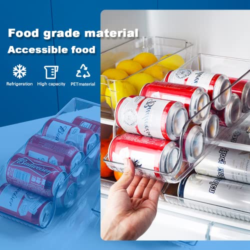 Soda Can Organizer Refrigerator Organizer Bins Fridge Organizer Bins 2PCS for Fridge Pantry Kitchen Cabinets and Freezer, Beverage & Canned Food Organizer