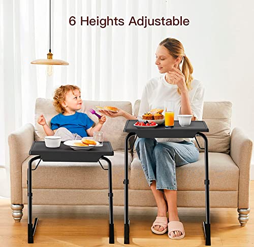 Totnz TV Tray Table, Folding TV Dinner Table Comfortable Folding Table with 3 Tilt Angle Adjustments for Eating Snack Food, Stowaway Laptop Stand (2 Pack)