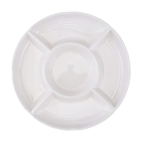 Hemoton 9 Inch 5- Compartment Round Plastic Serving Tray, Relish Tray, Melamine Food Storage Tray Dried Fruit Snack Plate Appetizer Serving Platter for Nuts, Chips and Dip, Veggies, Candy and Snacks