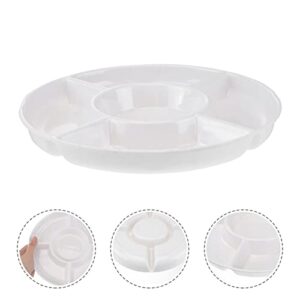 Hemoton 9 Inch 5- Compartment Round Plastic Serving Tray, Relish Tray, Melamine Food Storage Tray Dried Fruit Snack Plate Appetizer Serving Platter for Nuts, Chips and Dip, Veggies, Candy and Snacks