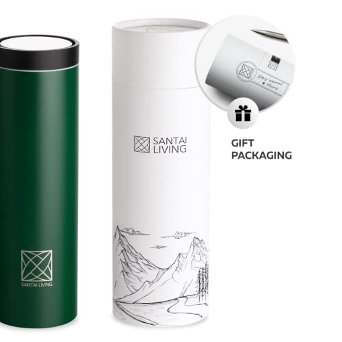 2022 Santai Living 1-Click Open Vacuum-Insulated Travel Mug - Double Walled Stainless Steel Thermos Flask 17oz (Green)