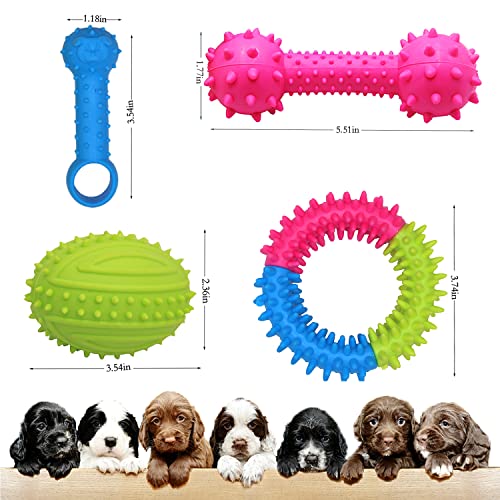 Omivine Puppy Toys for Teething, 4 Pack Dog Chew Toys for Puppy, Cute Dog Toys Puppies Teething Toys for Cleaning Teeth Outdoor Interactive Pet Dog Toys Set Soft Durable Puppy Chew Toys for Small Dogs