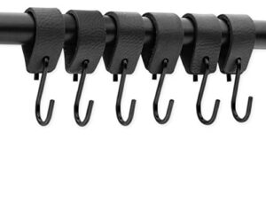 brute strength - multifunctional leather s-hooks - anthracite - 6 pieces - s shaped hooks - coat hook - leather hooks - leather s hooks - black s hooks - kitchen hooks