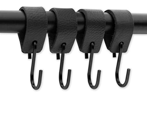 Brute Strength - Multifunctional Leather S-Hooks - Anthracite - 6 Pieces - S Shaped Hooks - Coat Hook - Leather Hooks - Leather s Hooks - Black s Hooks - Kitchen Hooks