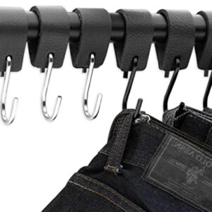 Brute Strength - Multifunctional Leather S-Hooks - Anthracite - 6 Pieces - S Shaped Hooks - Coat Hook - Leather Hooks - Leather s Hooks - Black s Hooks - Kitchen Hooks