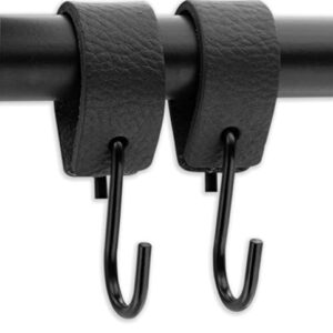 Brute Strength - Multifunctional Leather S-Hooks - Anthracite - 6 Pieces - S Shaped Hooks - Coat Hook - Leather Hooks - Leather s Hooks - Black s Hooks - Kitchen Hooks