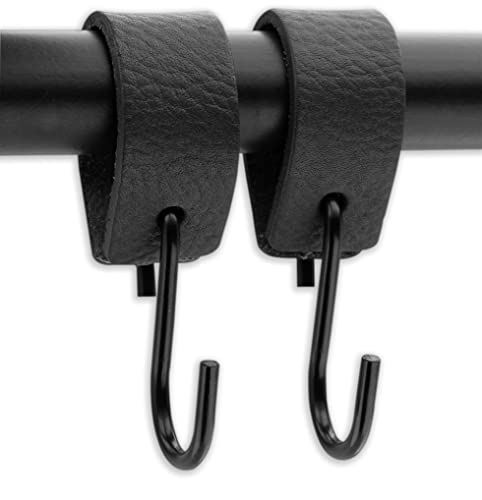 Brute Strength - Multifunctional Leather S-Hooks - Anthracite - 6 Pieces - S Shaped Hooks - Coat Hook - Leather Hooks - Leather s Hooks - Black s Hooks - Kitchen Hooks