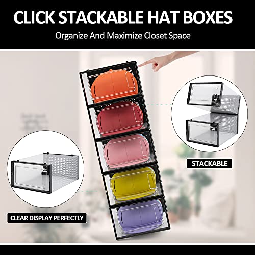 QualiapeX Hat Organizer for Baseball Caps, Hat Storage Box Showcase, Baseball Caps Collection Display Boxes Stackable, Dust-proof for Closet Cap Holder(Pack of 8)