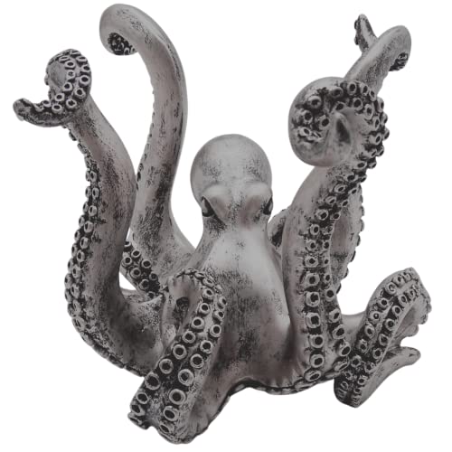 Silver Toned Octopus Mug Holder, Unique Kitchen Organization, Freestanding Tabletop Décor, Nautical Theme Decoration, 7.5 Inches