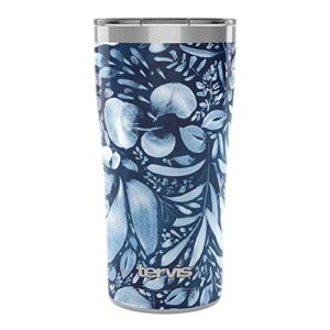 tervis creativeingrid-navy full flower insulated tumbler, 20oz legacy, stainless steel