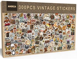 anerza 300 pcs vintage stickers, aesthetic stickers for scrapbook journaling water bottles laptop, scrapbooking supplies kit, cottagecore waterproof vinyl bullet junk journal stickers for adults teens