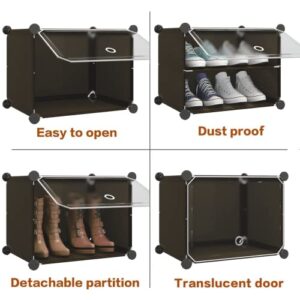 MAGINELS 72-Pair Shoe Rack Organizer Expandable Free Standing Stackable Space Saving Storage Cabinet for Entryway, Hallway and Closet, Brown