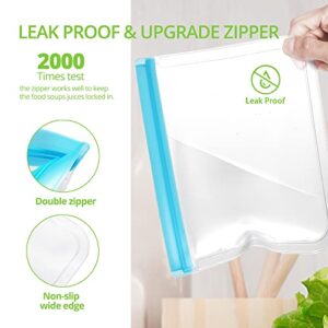 ZZWILLB Reusable Ziplock Bags Silicone - 6 Pack Reusable Freezer Bags - Leakproof Reusable Sandwich Bags BPA Free Snack Bags for Kids - Travel/Home Food Storage Bags