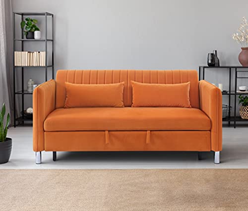 Lexicon Greyford Convertible Studio Sofa with Pull-Out Bed, Orange