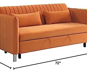 Lexicon Greyford Convertible Studio Sofa with Pull-Out Bed, Orange