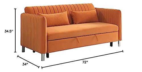 Lexicon Greyford Convertible Studio Sofa with Pull-Out Bed, Orange