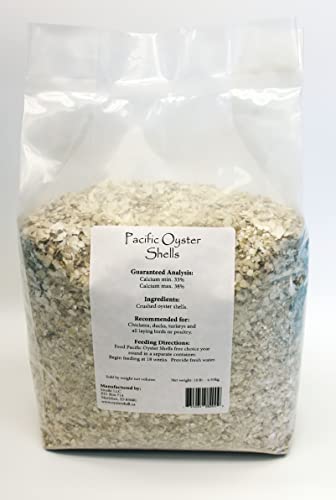 Pacific Oyster Shells - Crushed Oyster Shell Calcium Supplement for Egg-Laying Poultry (Chickens & Ducks) (10)