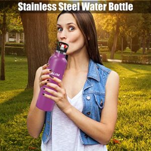 SALIM Water bottle stainless steel with straw. Insulated double walled 1L thermos keeps drinks hot for up to 12 hours and cold 24 hours. Bpa free. Metal bottles. good gift. (Green)