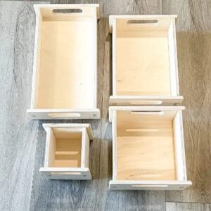 Bush Acres DANI- Montessori Storage Bins Set of 4 - Wooden Storage Boxes - Unfinished wood crate containers for organizing and storing