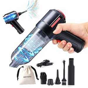 adptoyu 3-in-1 portable small cordless handheld vacuum cleaner rechargeable with 9000pa powerful suction for car/office/home, extension function to inflate/deflate for swimming ring/vacuum storage bag