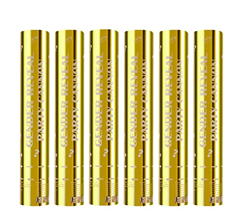 PILIN 6 Packs Gold Confetti Cannon Party Poppers, Ideal for Weddings, Thanksgiving, Christmas, Party Supplies, Birthday Party, Graduation Party